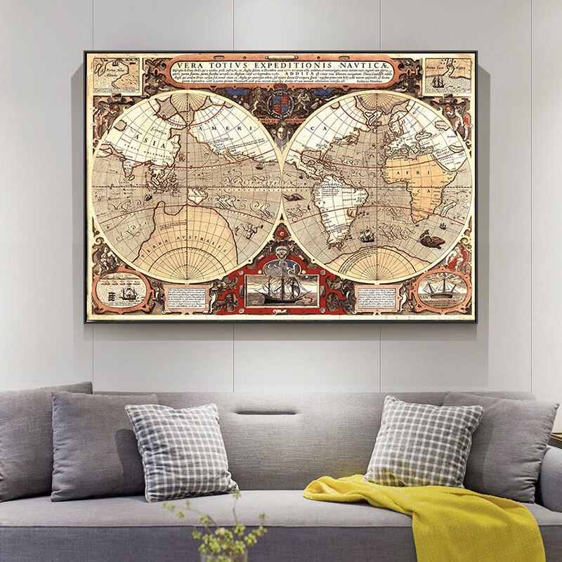 150x100cm Vintage World Map Large Poster Globe Non... – Vicedeal