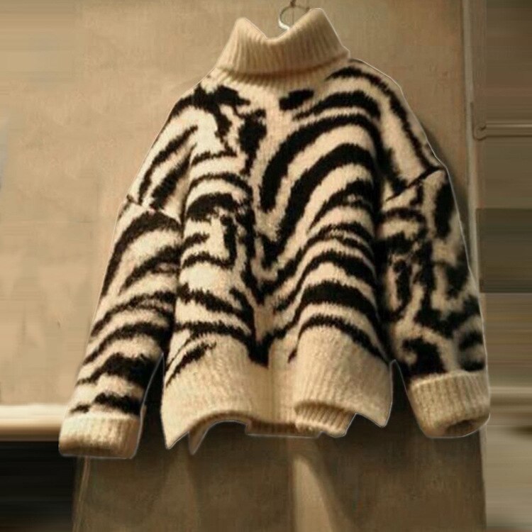 DEAT Autumn Women Pullover Zebra Pattern Knitted S... – Grandado