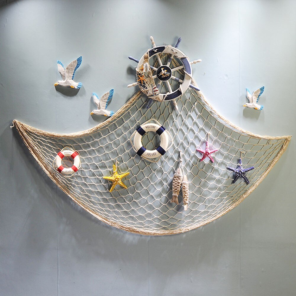 Hemp Rope 1*2M Decor Nets Decorative Fishing Net Mediterranean Beach ...