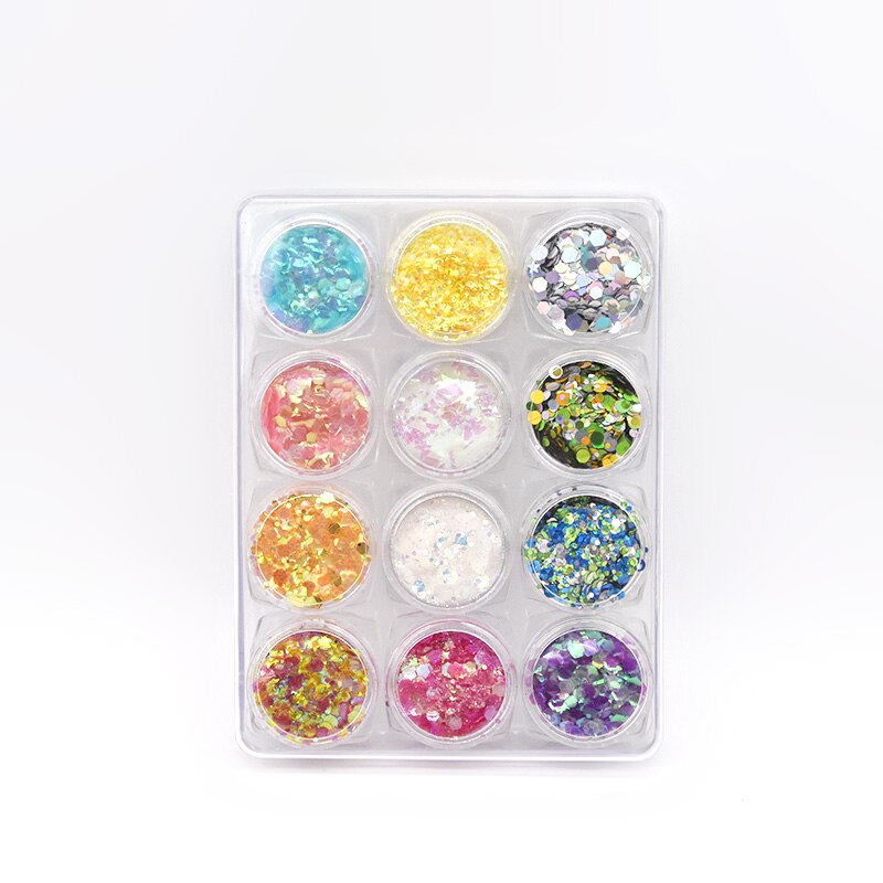 12 Kleuren Chunky Glitter Set Up Glitters Set Nage... – Vicedeal