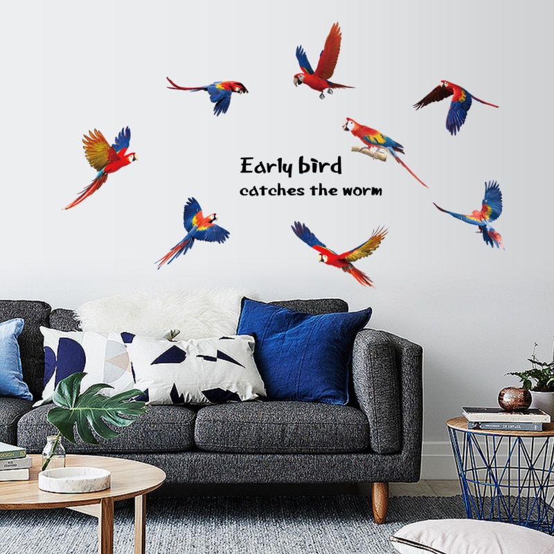 colorful parrot wall stickers home decor living ro... – Grandado