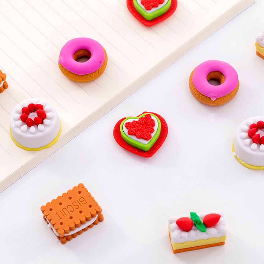 5pcs/set Cute Cookie Donut Eraser Set Kawaii Stati... – Vicedeal