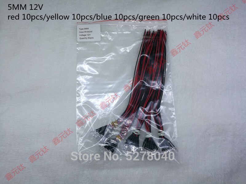 Mixed colour 5MM LEDs pre Wired Light 12v 20cm Bul... – Vicedeal