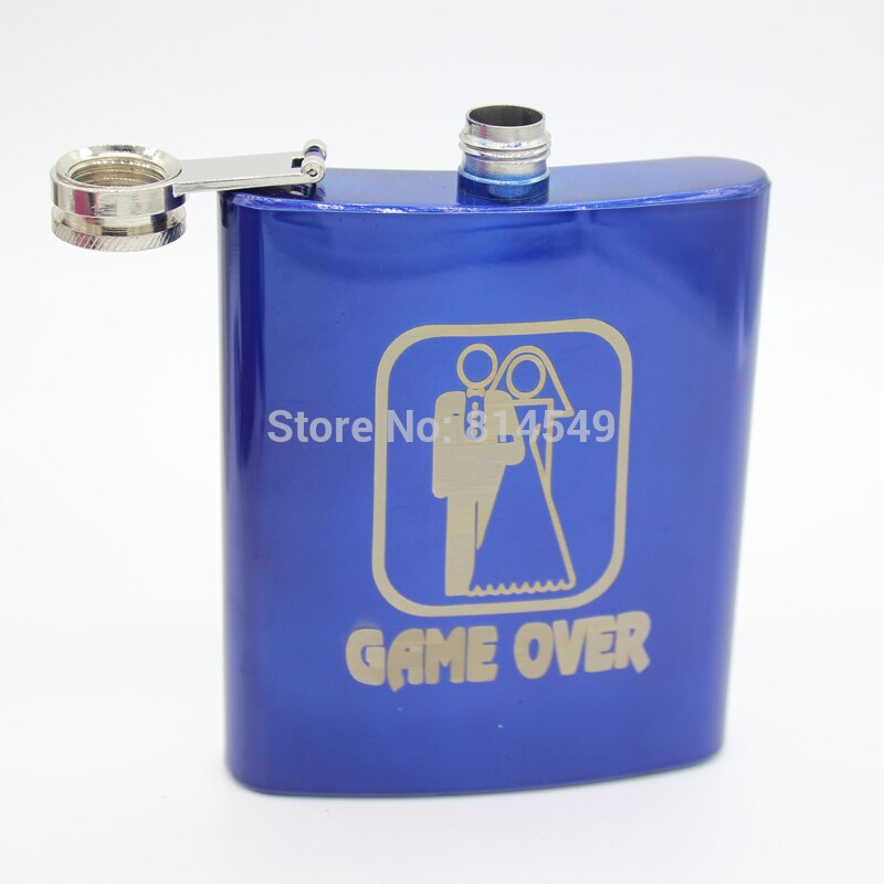 Game Over of 7 oz stainless steel blue hip flask – Vicedeal