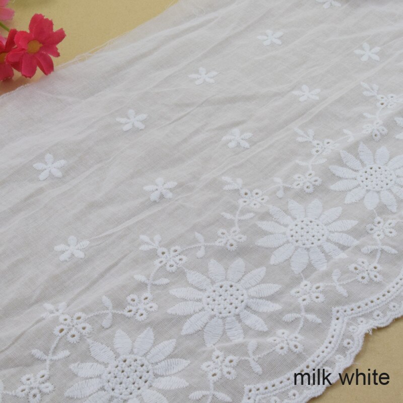 Encaje bordado de algodón 100% de 23cm de ancho, r... – Grandado