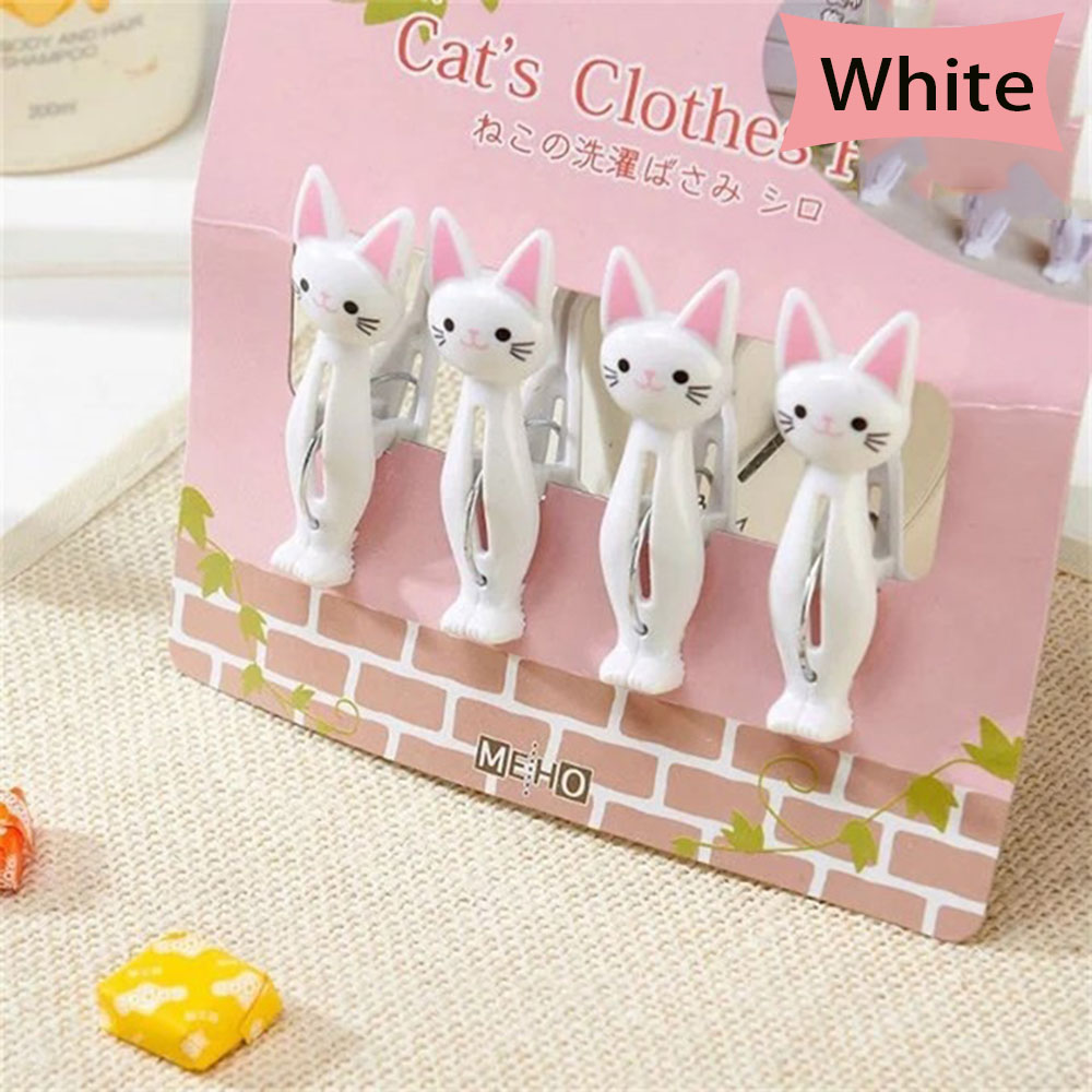 4 PCs Cute Cat Multi-function Clips Plastic Laundr... – Grandado