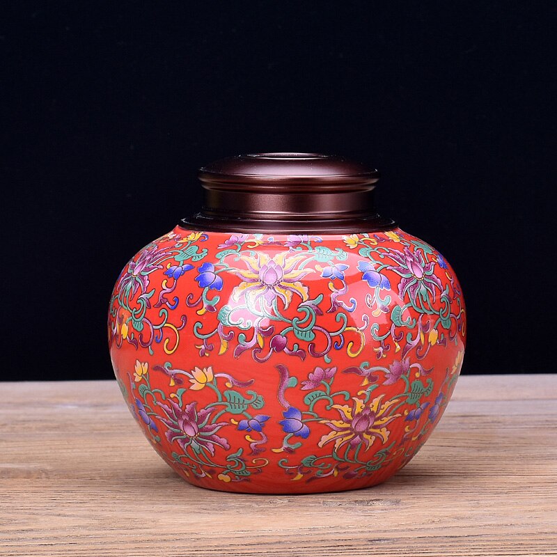 Enamel Color Flower Ceramic Storage Jar Household ... – Vicedeal