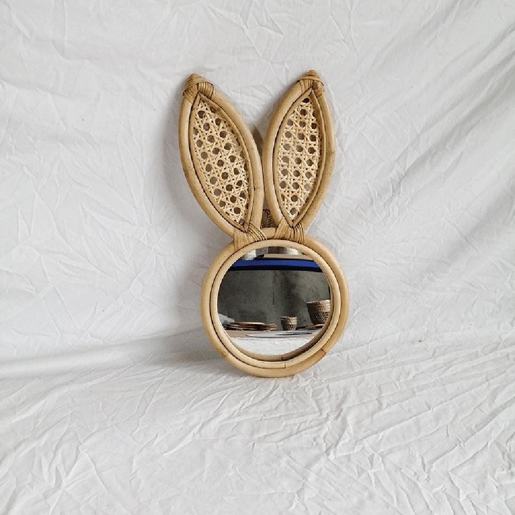 Natural Rattan Wall Hanging Makeup Mirror Cute Han... – Grandado