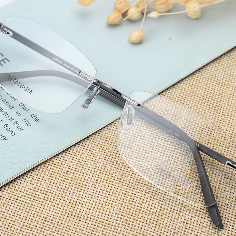 Rimless Men Eyeglasses Frame Brand Myopia TR leg C... – Vicedeal