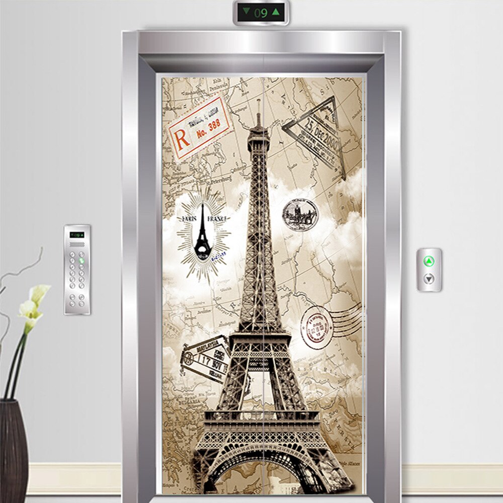 Door Stickers Paris Eiffel Tower Style 3d Wall Art... – Vicedeal