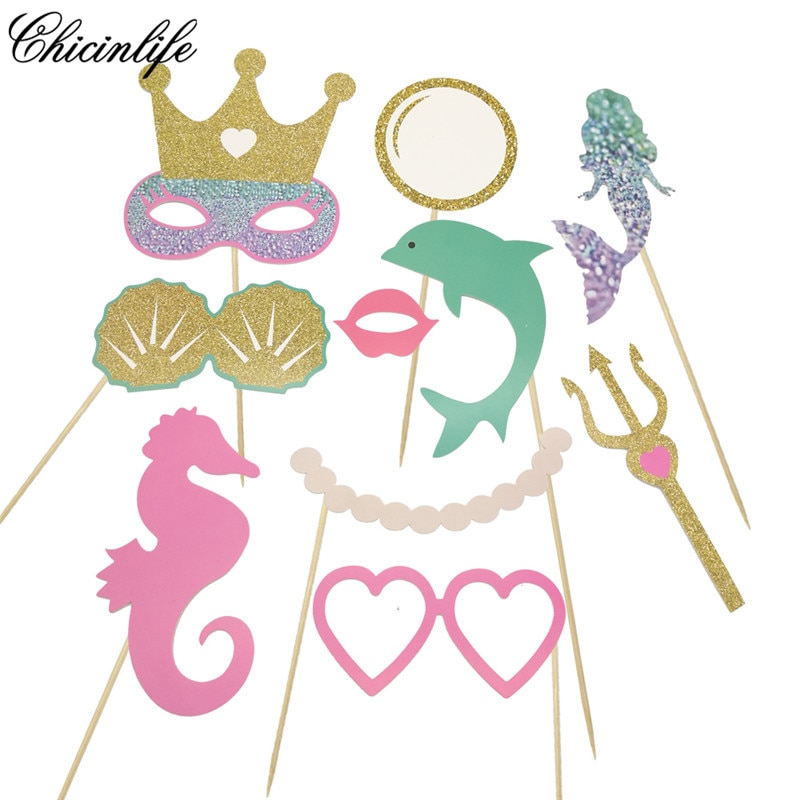 Chicinlife 10 Pcs Laten Worden Mermaid Photo Booth... – Vicedeal