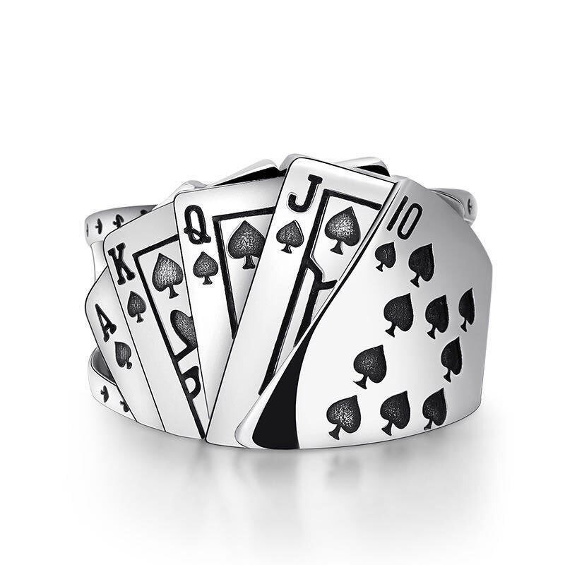 Retro Playing Card Metal Ring Men's Hip Hop Ro... – Grandado