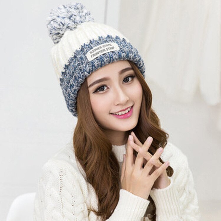 Women Knitted Hat Female Winter Wool Beanies Thick... – Vicedeal