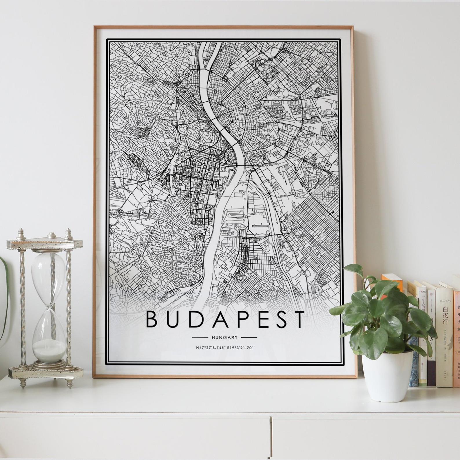 BUDAPEST city map Nordic Living Room Decoration Ca... – Grandado