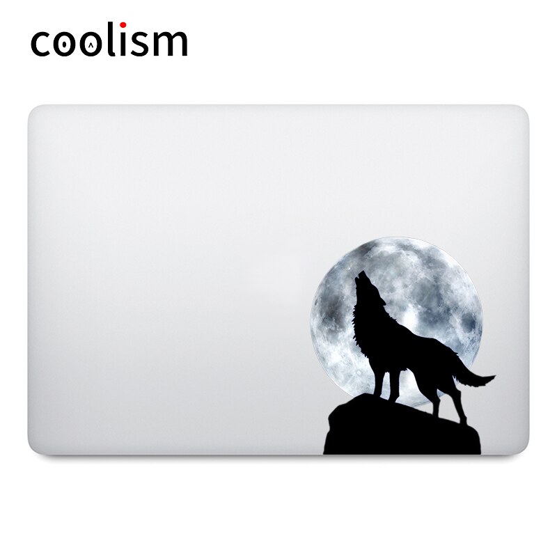 Howling Wolf under Moon Cool Laptop Sticker for Ma... – Grandado