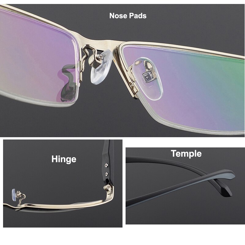 Alloy Half Rim Rectangle Glasses Frame Men TR90 Te... – Grandado