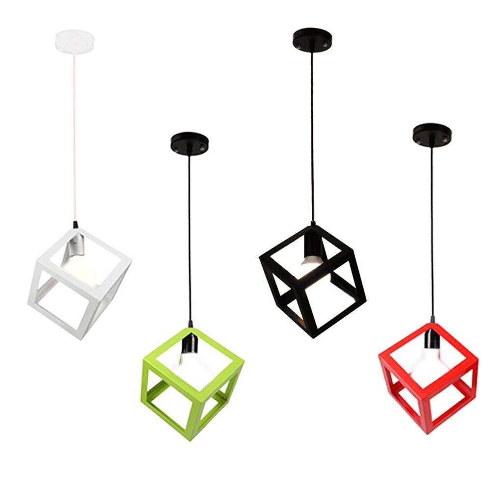 Hanging Light Square Lampshade E27 Bulb Retro Ceil... – Vicedeal