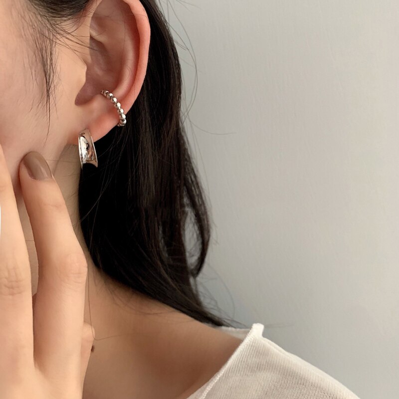 925 Sterling Silver Curve Hoops Earrings Round Cir... – Grandado