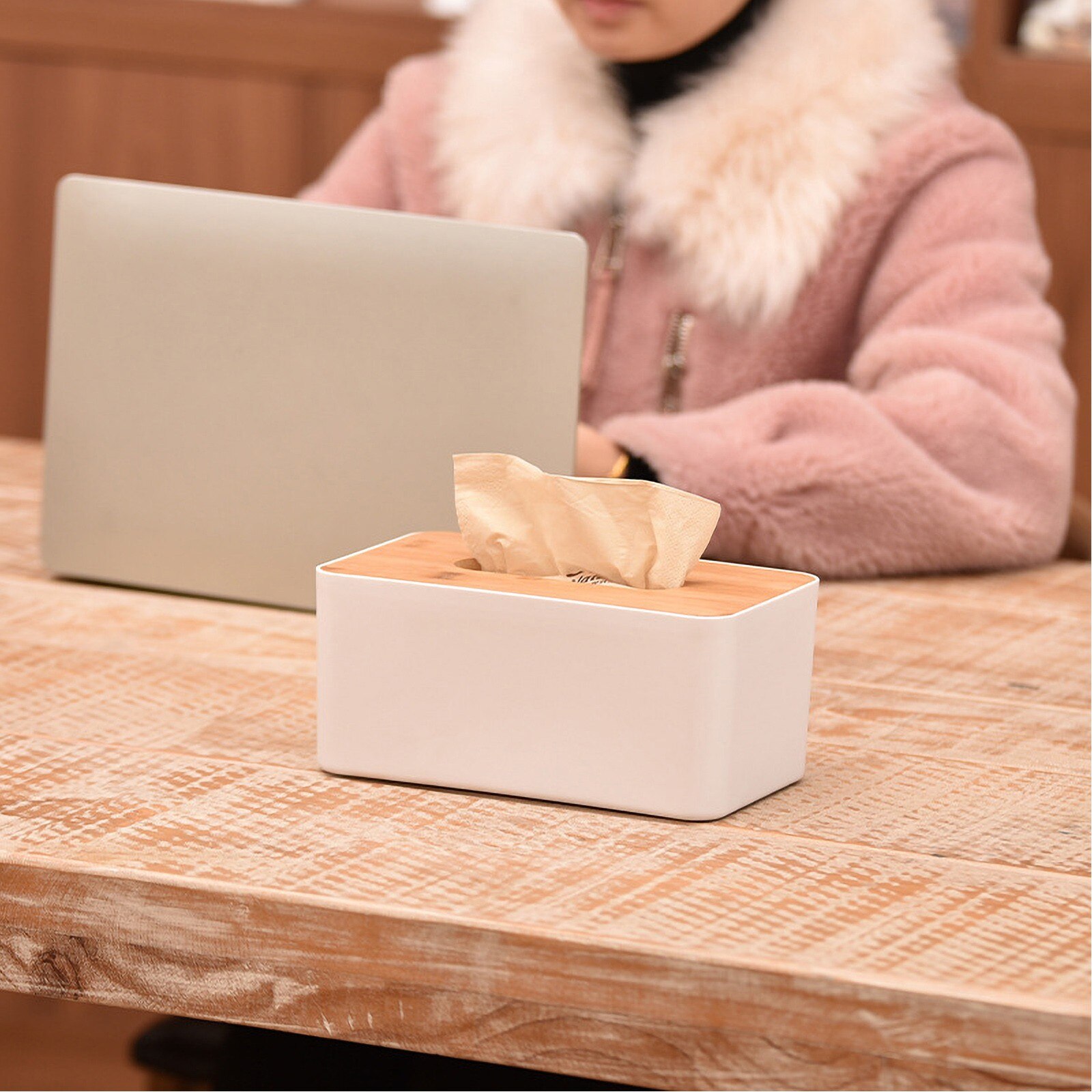 Verwijderbare Plastic Tissue Doos Met Bamboe Houte... – Grandado