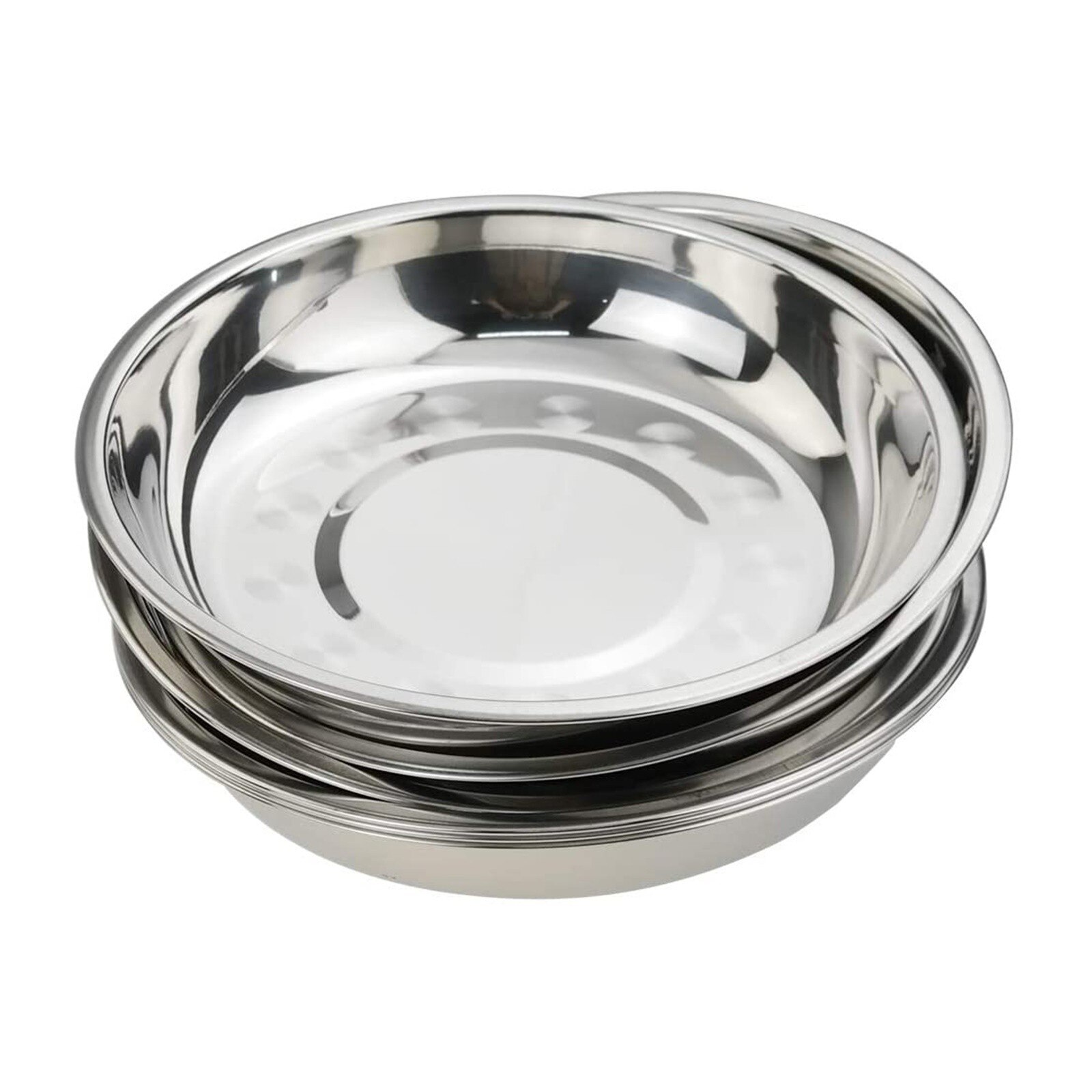 2pcs Set Of 6 Round Stainless Steel Plates Serving... – Vicedeal