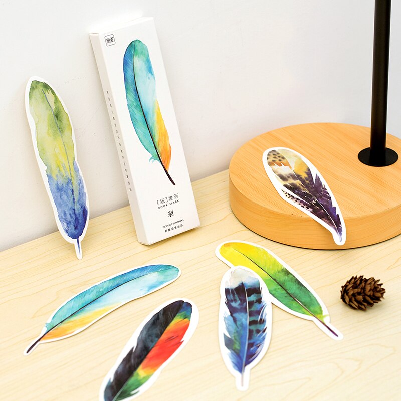 30 Pcs/Pack Colorful Feather Bookmark Paper Cartoo... – Grandado