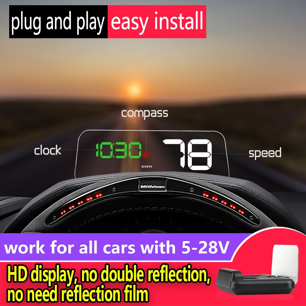 Car Head Up Display HUD OBD GPS Digital Speed RPM ... – Grandado
