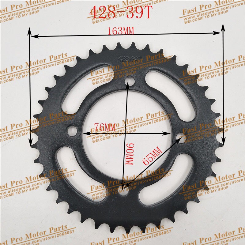 428 Chain rear sprocket 39 tooth 76mm centre hole ... – Vicedeal