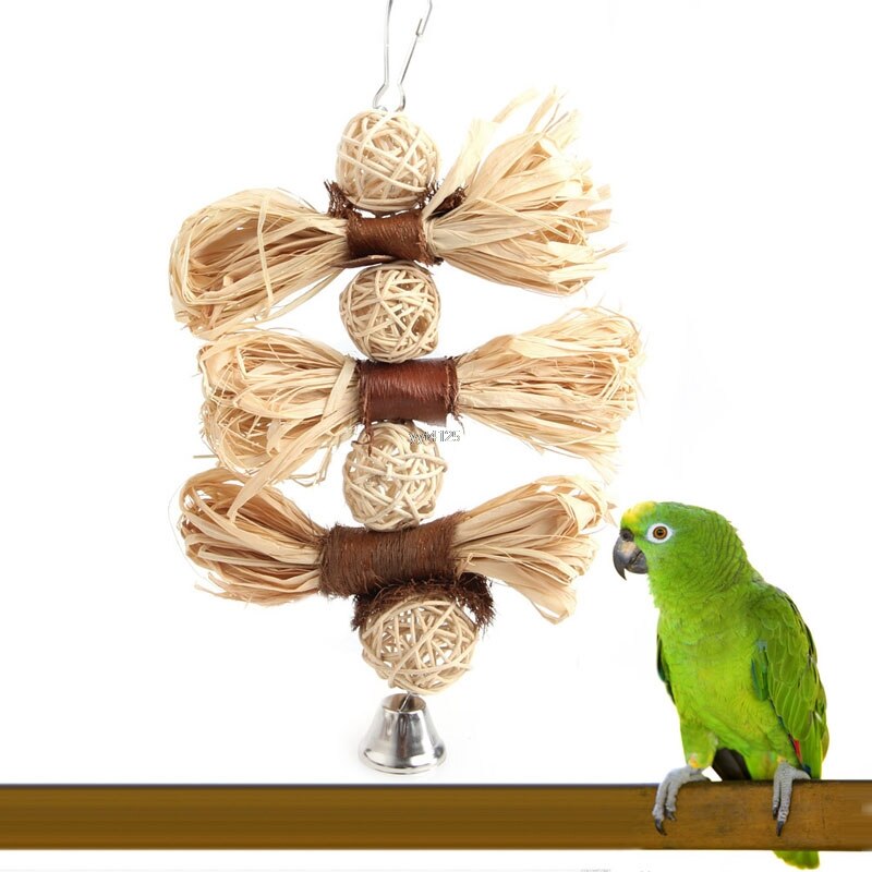 Lovely Pet Parrot Chewing Toy Bird Bites Swing Hanging Loofah Vine ...