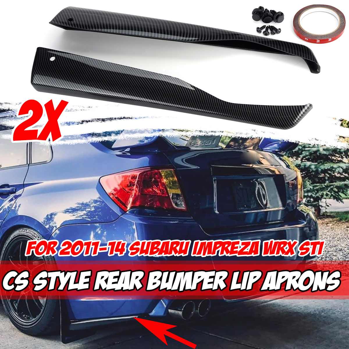 CS Style Carbon Fiber Look/Black 2x Car Rear Bumpe... – Grandado