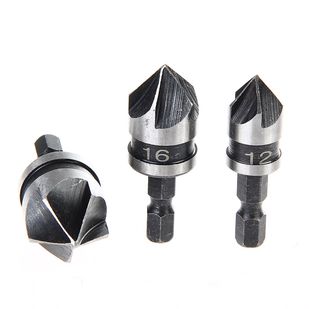 3PC1/4 Hex 5Flute 12-19mm Countersink Drill Bit fo... – Grandado
