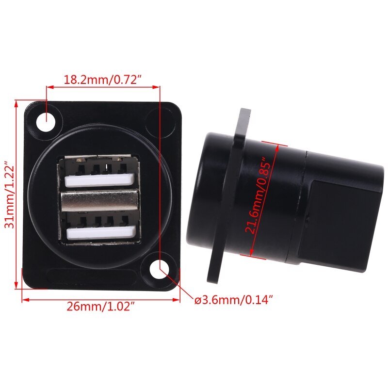 D type socket Metal USB 2.0 socket female to femal... – Grandado