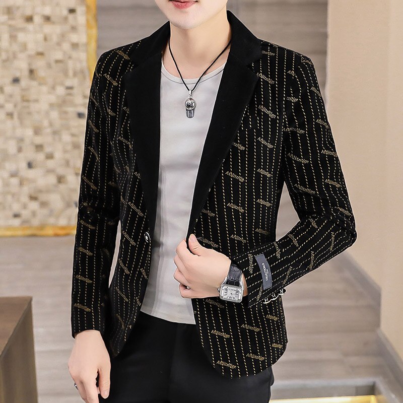 Autumn Luxury Striped Corduroy Men Blazers Slim Bu... – Vicedeal