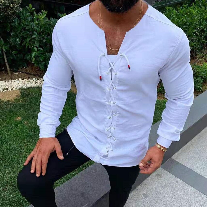 Male Solid Basic Shirt Medieval Style Halloween Vi... – Grandado