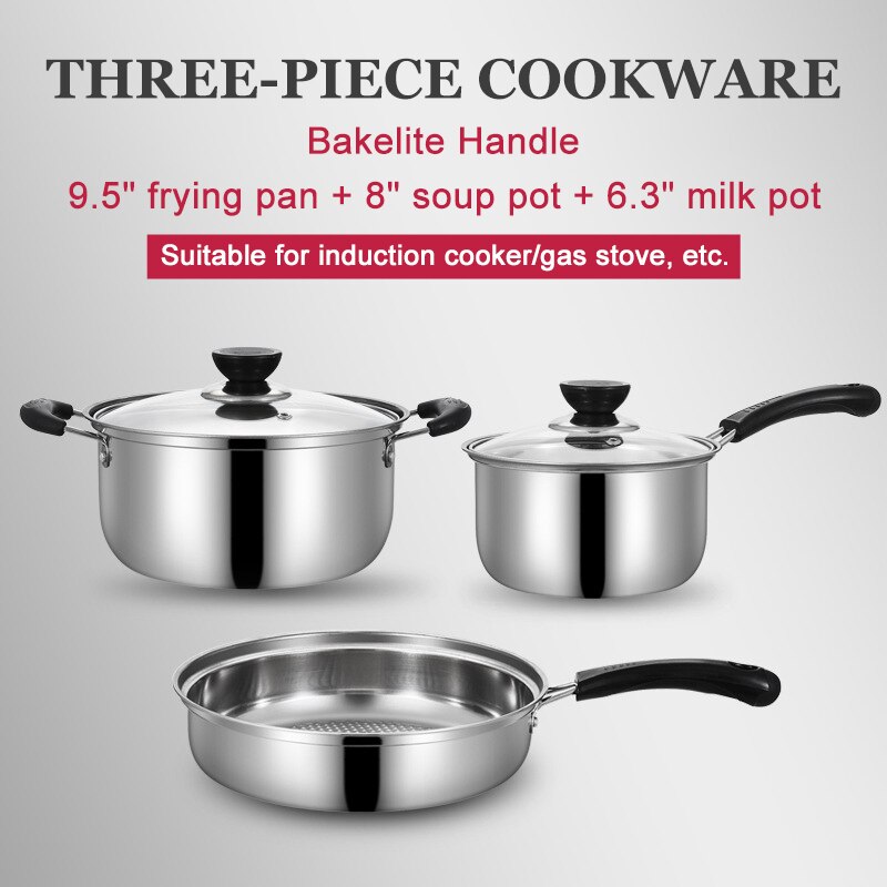 3 pcs/Set Stainless Steel Pot Hotpot Induction Coo... – Vicedeal