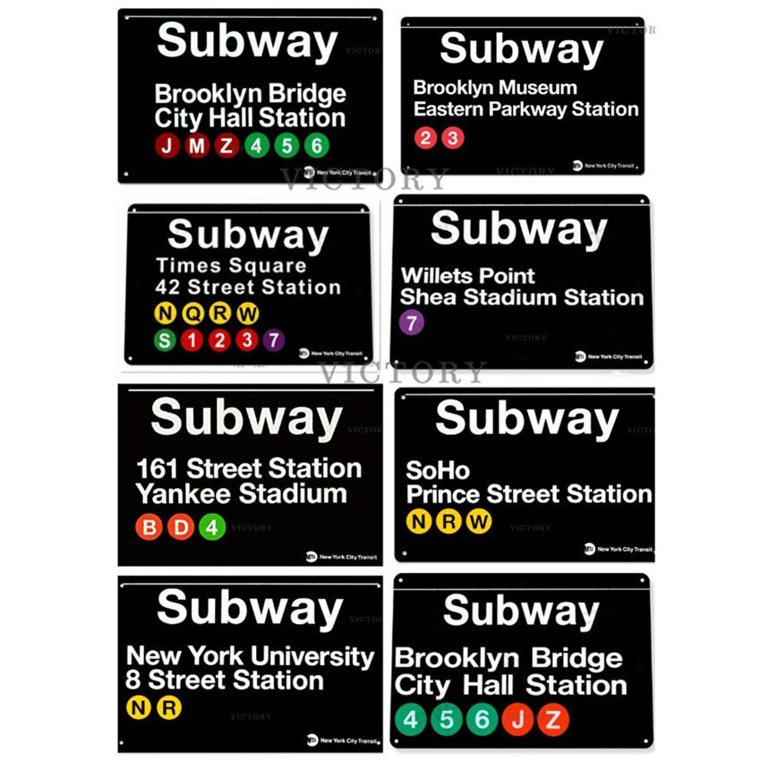 Metal Tin Sign Vintage Plaque York Subway Times Sq... – Vicedeal