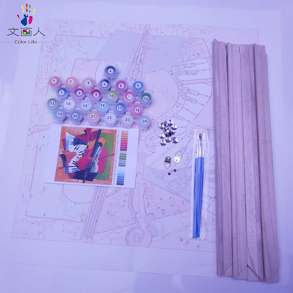 DIY Paint By Numbers Lotus pond scenery Lotus leaf... – Grandado