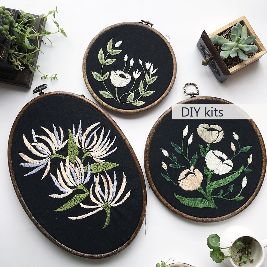DIY Ribbon Embroidery Printed Black Flower for Beg... – Vicedeal