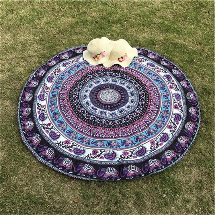 Indian Elephant Type Round Scarve Mandala Tapestry... – Grandado