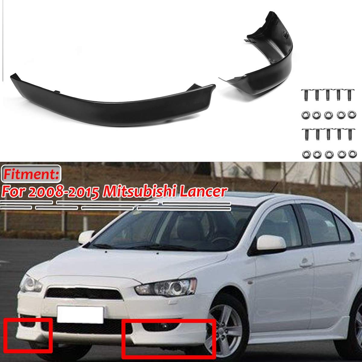 A Pair Black Unpainted Black Car Front Bumper Spli... – Vicedeal