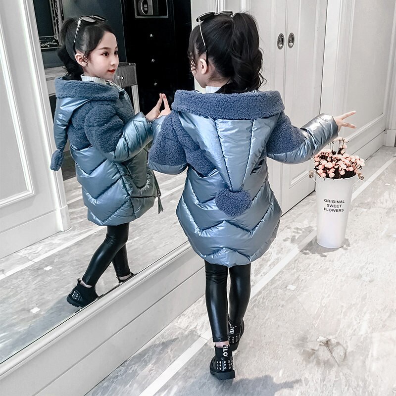 Thick Warm Girls Winter Kids Metallic Quilted Jack... – Grandado