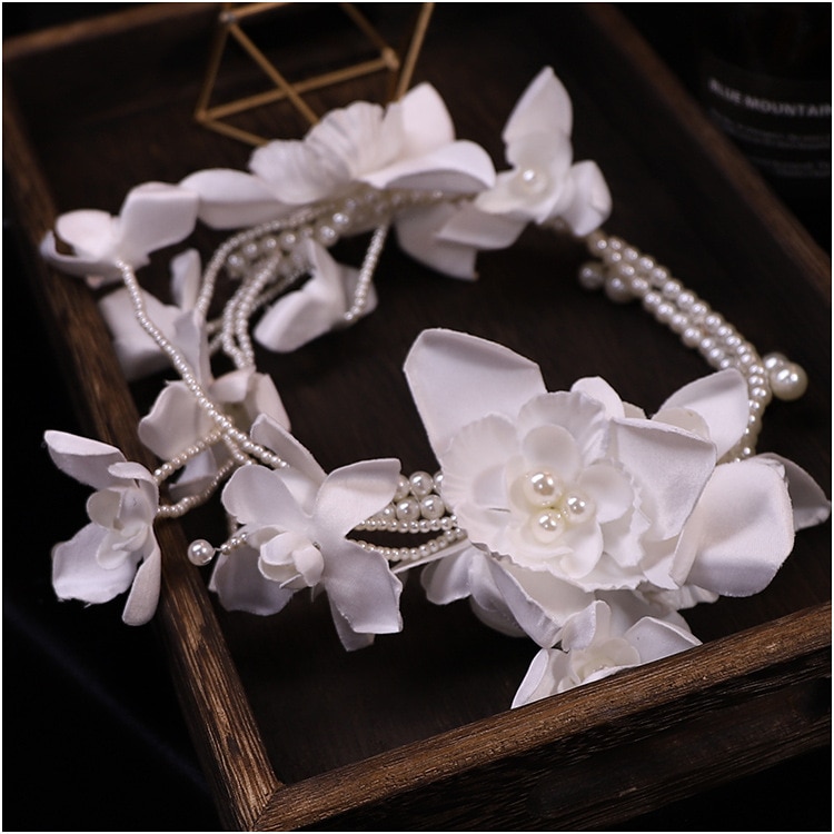 Three-Dimensional White Flower Hair Band Double-La... – Grandado