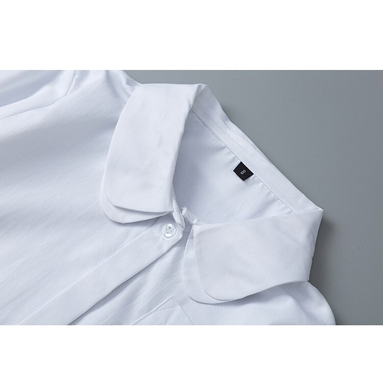 White Double Collar Cotton JK Uniform Long-sleeved... – Grandado