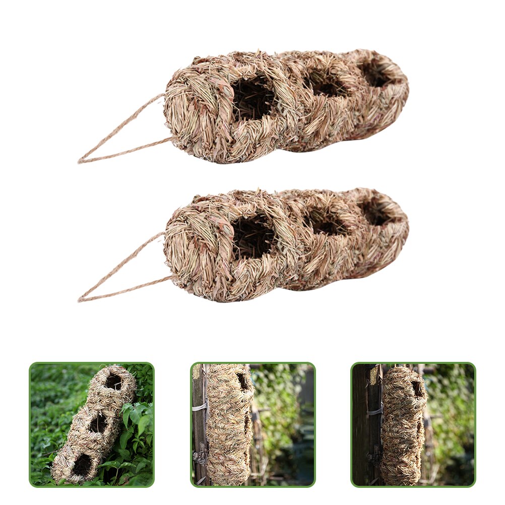 2 Pcs Straw Bird Nests Outdoor Bird Breeding Nests... – Grandado