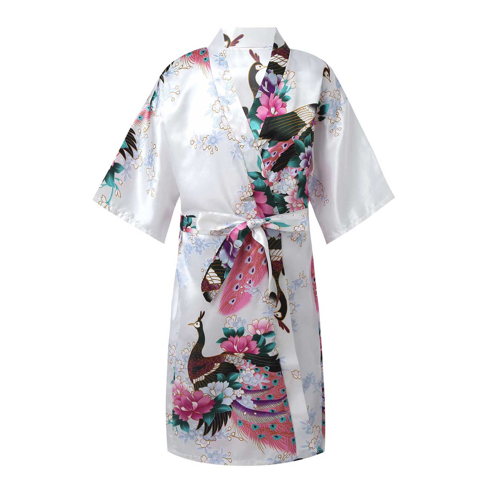 Kids Robes Peacock Flower Printed Children Nightgo... – Grandado
