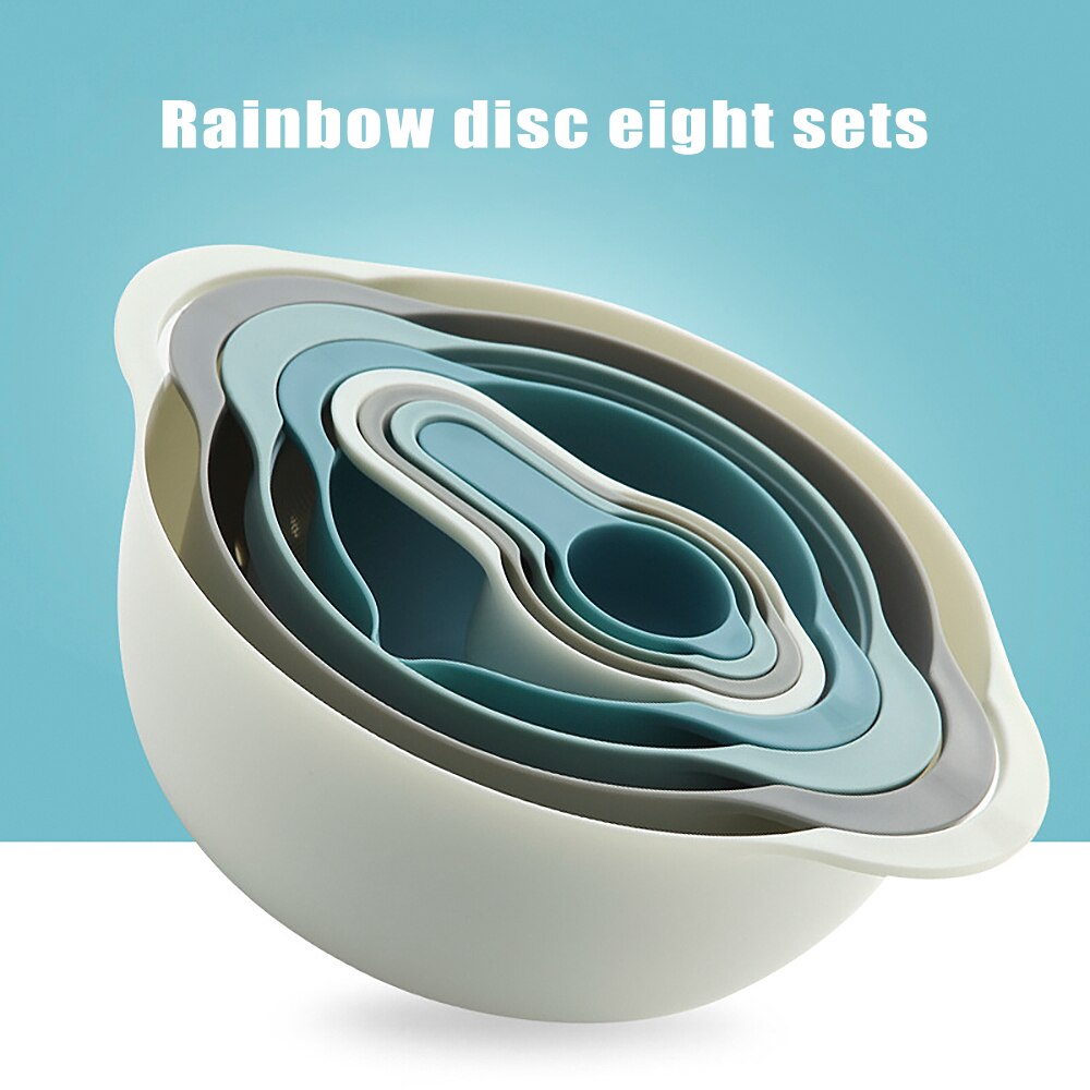 8pcs Mixing Bowl Set Rainbow Salad Bowl Plastic Ki... – Grandado