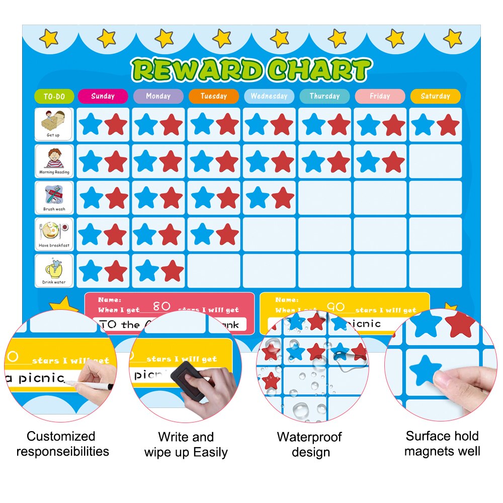 Magnetic Calendar Star Reward Chart Responsibility... – Grandado