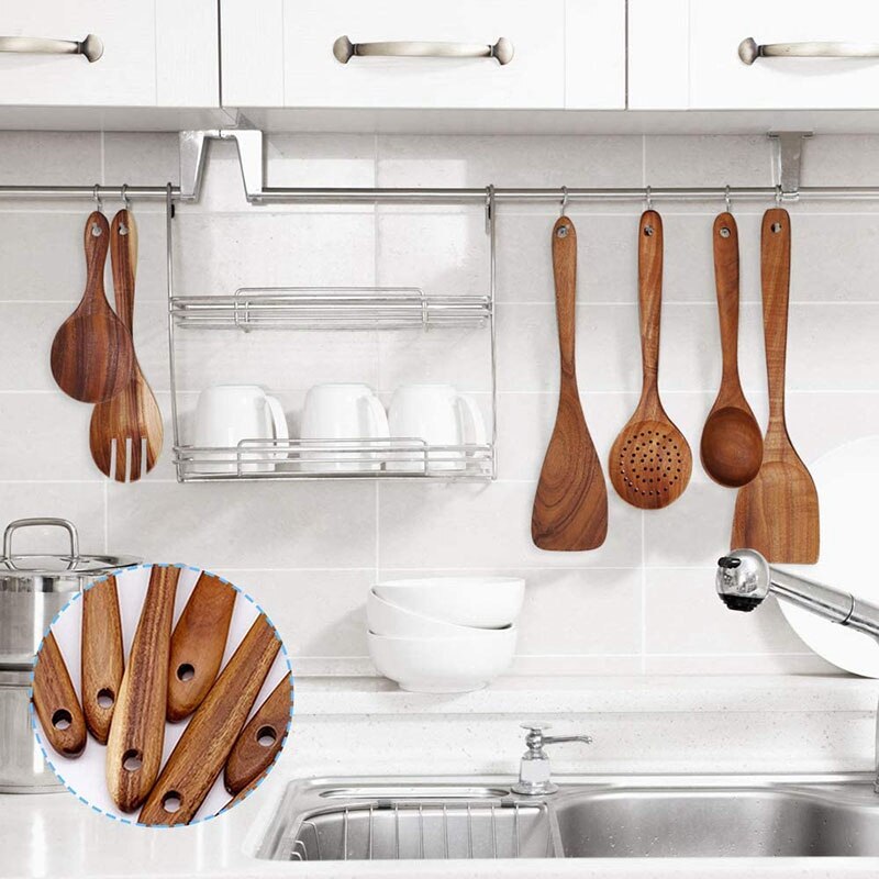 6 Pcs Wooden Cooking Utensils Set - Cooking Spoons... – Vicedeal