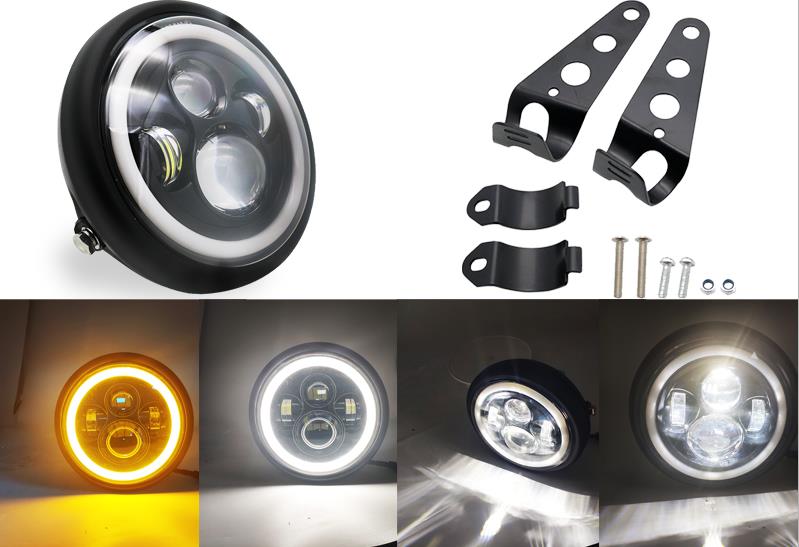 Universal- 7 zoll Cafe Rennfahrer Runde Motorrad L... – Grandado