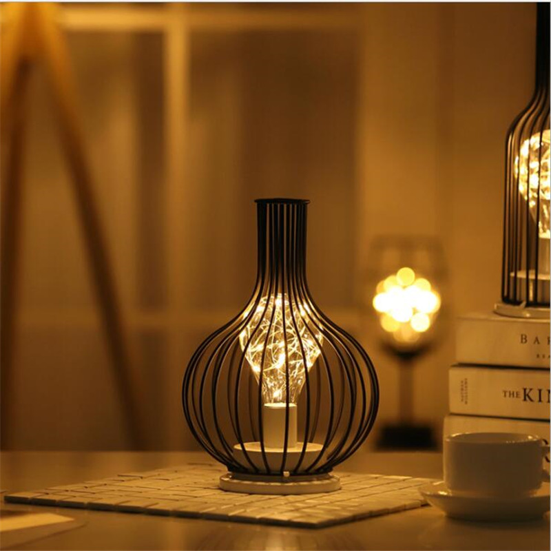 Classical Iron Table Lamp Copper Wire Led Bulb War... – Vicedeal