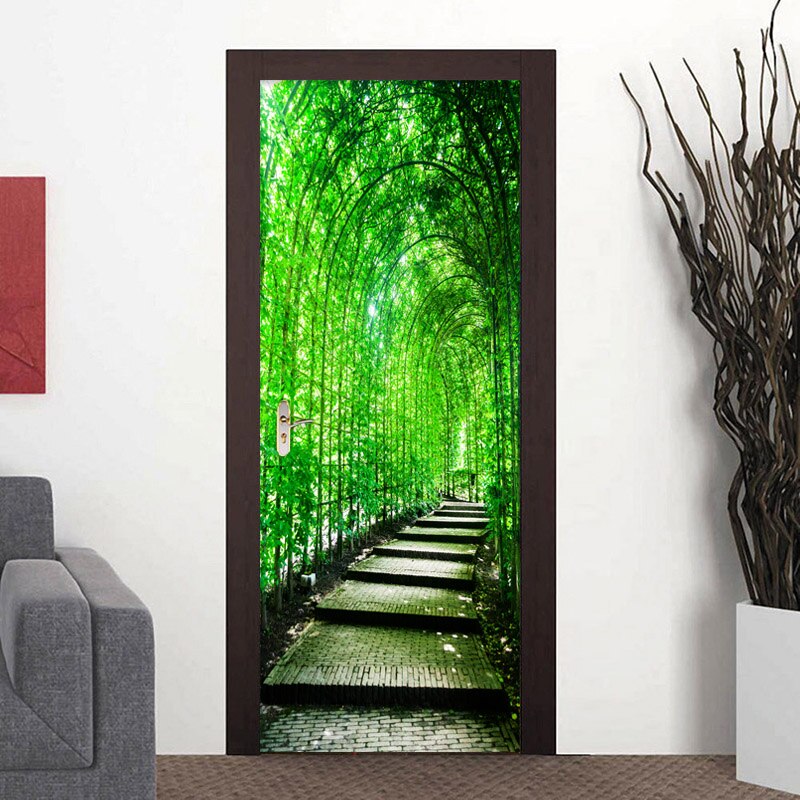 3D Wall Door Sticker Green Forest Path Nature Land... – Grandado